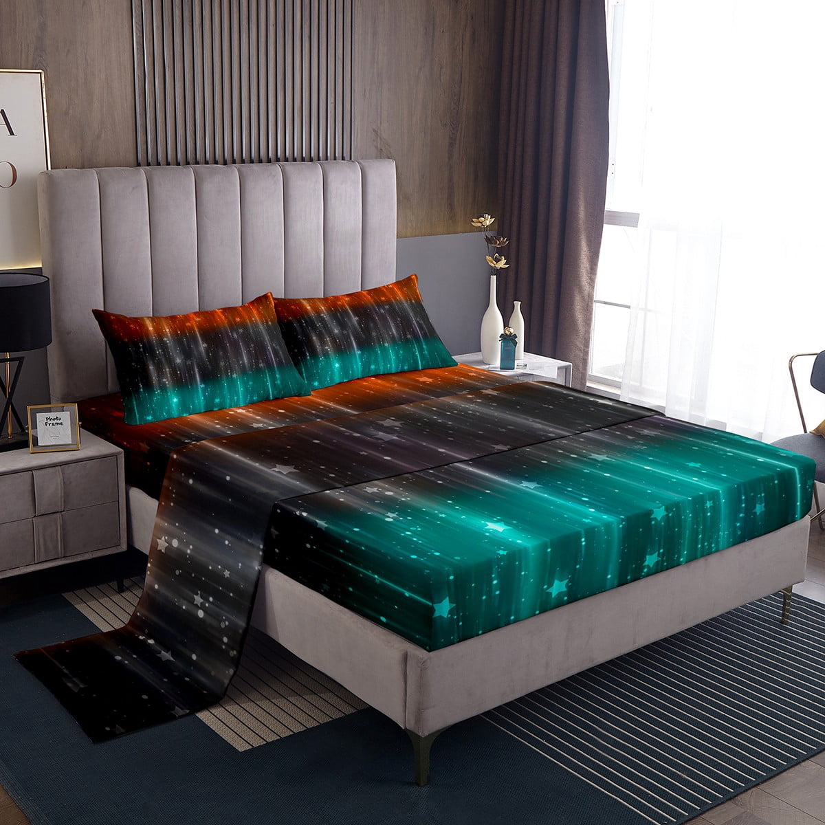 Black Red and Teal Twin Sheets Aesthetic Gradient Bed Set, Glitter ...