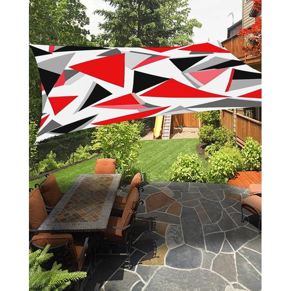 Black Red Triangle Sun Shade Sail 14'X18' Color Block Stitching UV ...