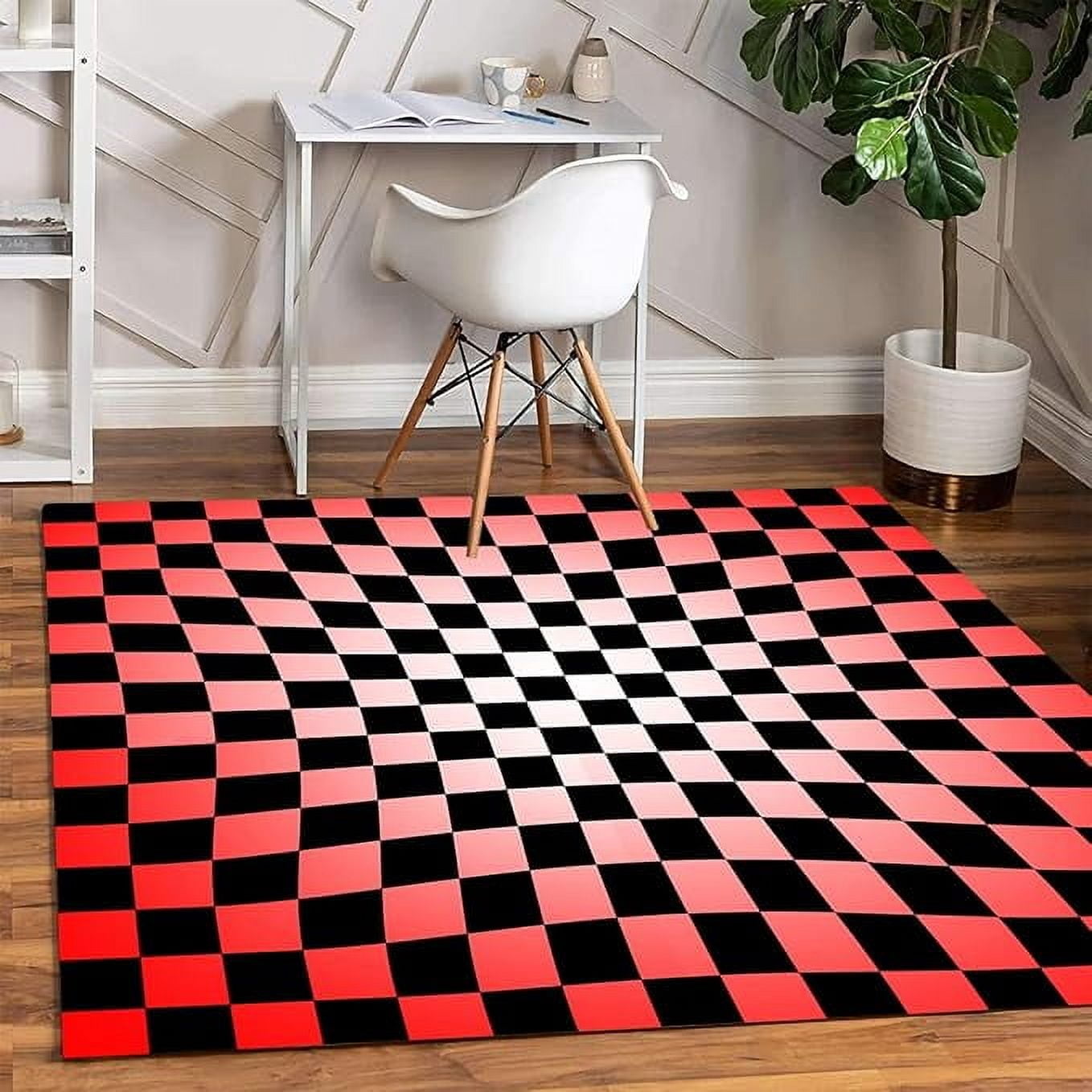 Black Red Twisted Checkered Area Rug For Living Room Bedroom Playroom ...