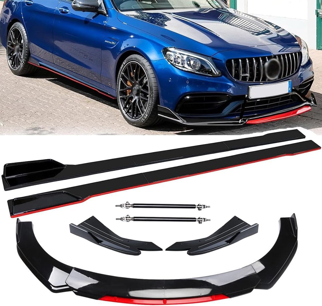 Black & Red Universal 69" - 73" Adjustable Car Front Bumper Lip ...
