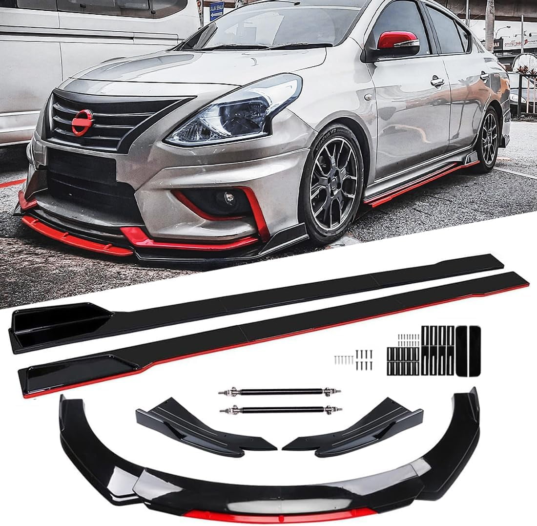 Black & Red Universal 69" - 73" Adjustable Car Front Bumper Lip ...