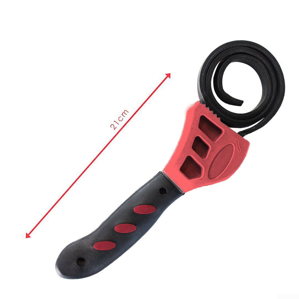Black+Red Universal Rubber Strap Wrench Spanner For Any Shape Opener ...
