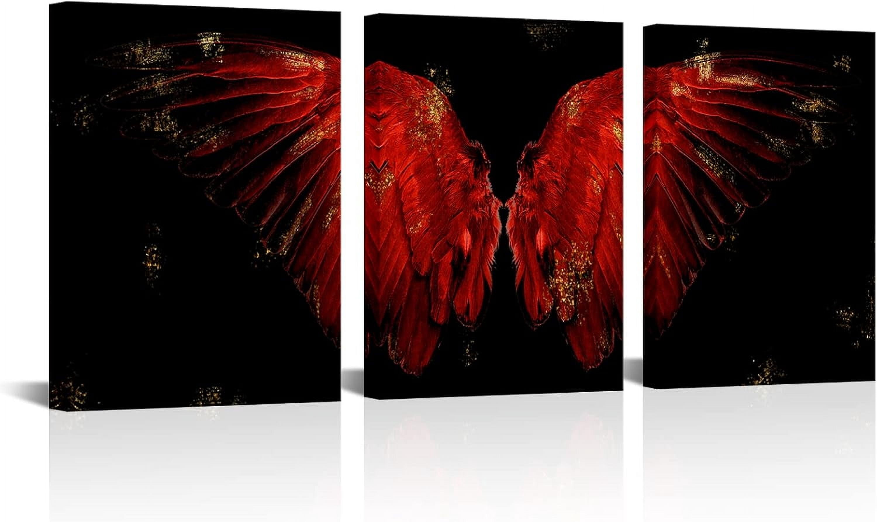 Black and Red Wall Art Angel Wing Pictures Canvas Powerful Wing ...