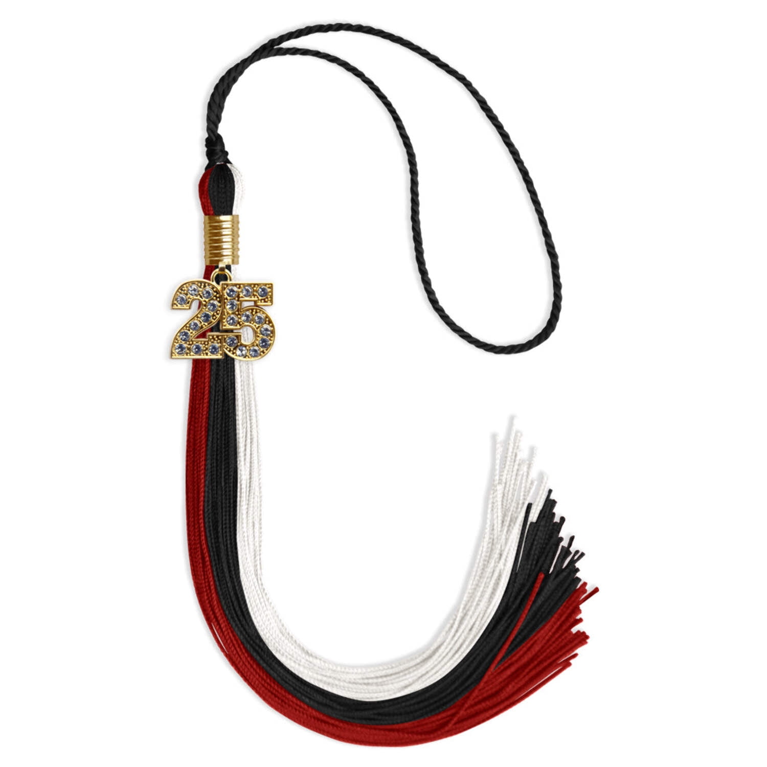 Endea Graduation Black/Red/White Graduation Tassel with Gold Date Drop ...