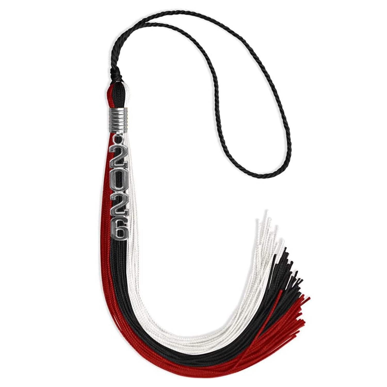 Endea Graduation Black/Red/White Graduation Tassel with Silver Stacked ...