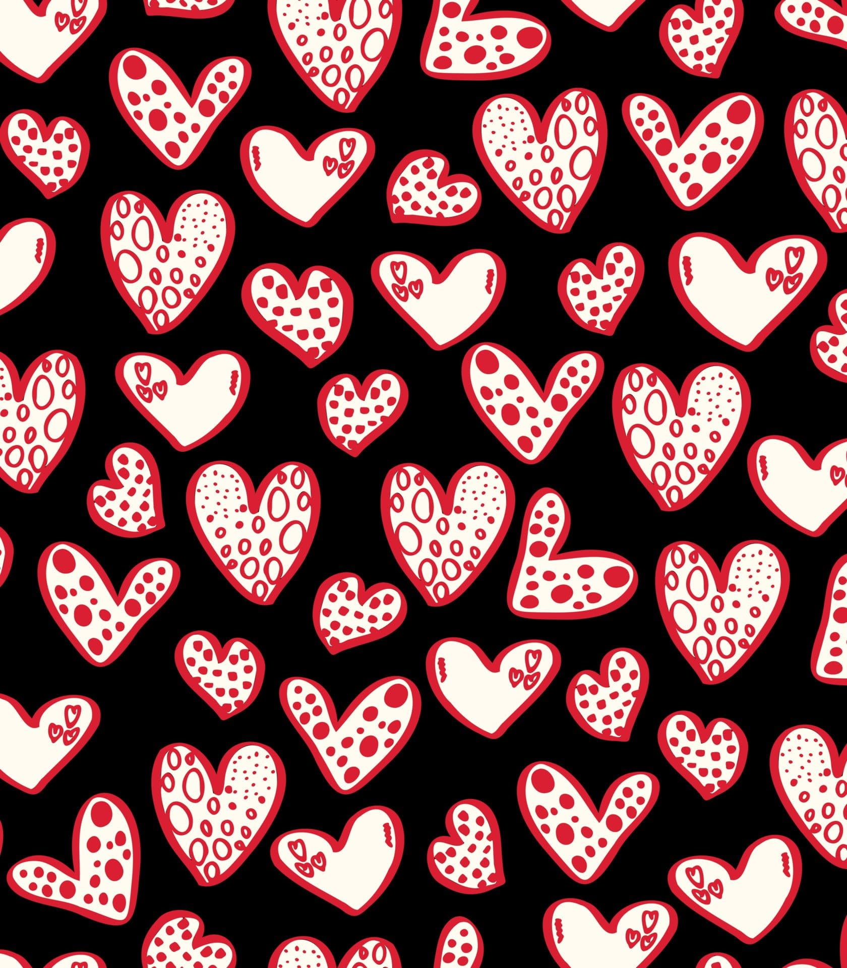 Black, Red & White Heart Pattern On Edible Image Chocolate Transfer ...
