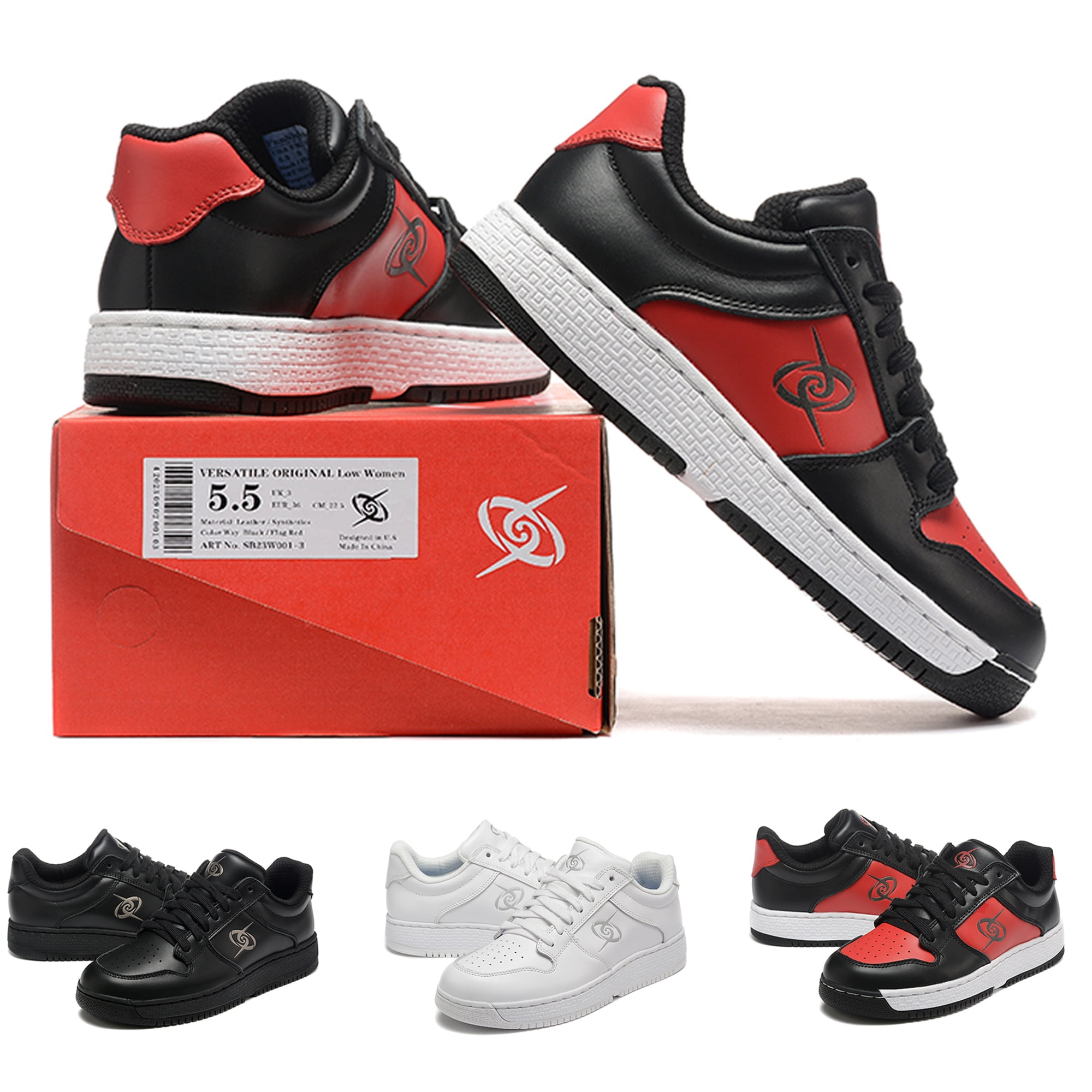 Black & Red & White Men Adults Lower Casual Cattle Full Grain Leather ...