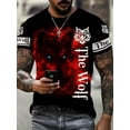 Black Red Wolf Graphic Print Fashion Novelty Trendy Streetwear Mens Tee ...