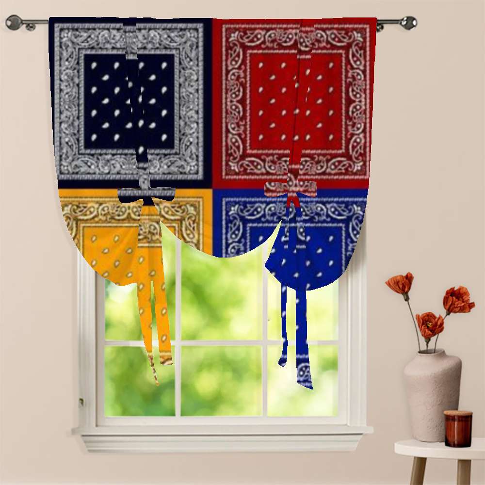 Black Red Yellow Blue Paisley Bandana Window Curtain for Living Room ...