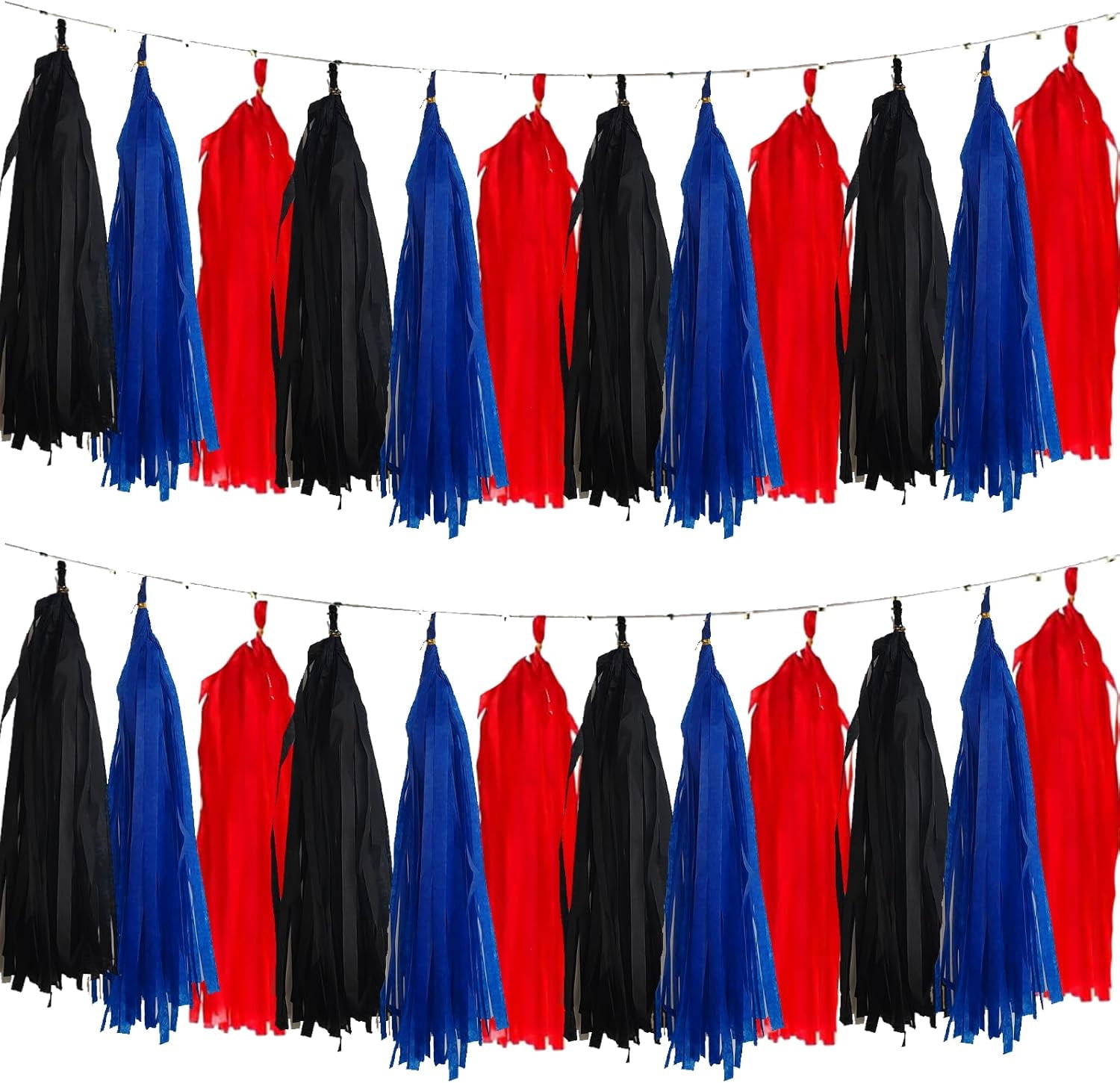 Black Red and Blue Tassel Garland Banner Paper Tassels for Boys Girls ...