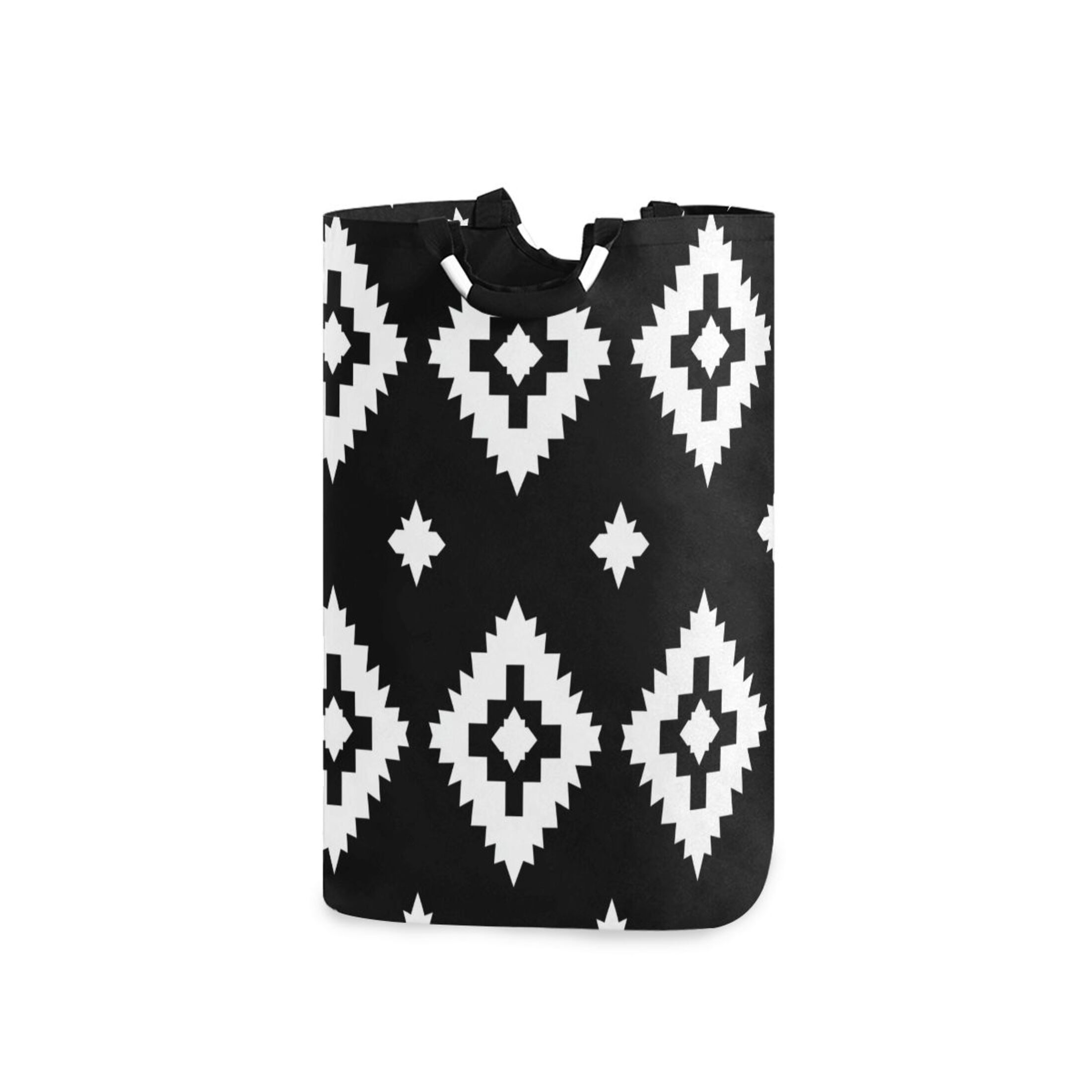 Black Regular Squares Laundry Basket with Handles Foldable Laundry ...