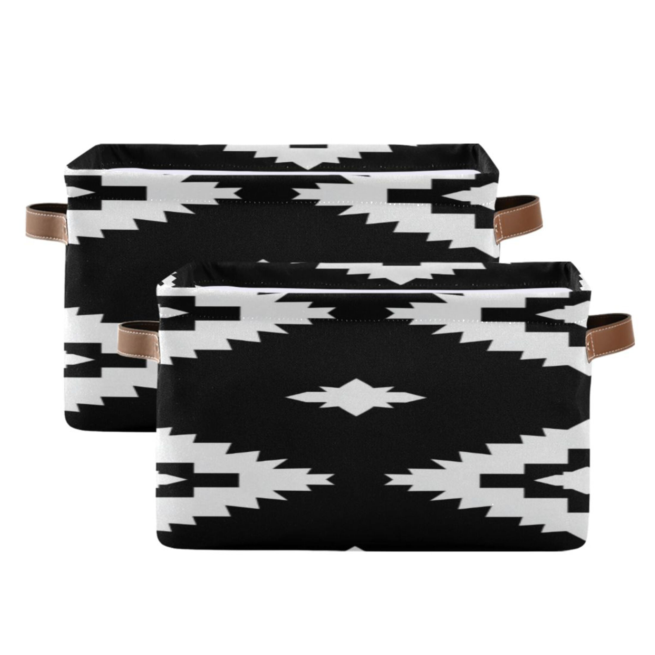 Black Regular Squares Square Storage Bins with Handles Collapsible ...