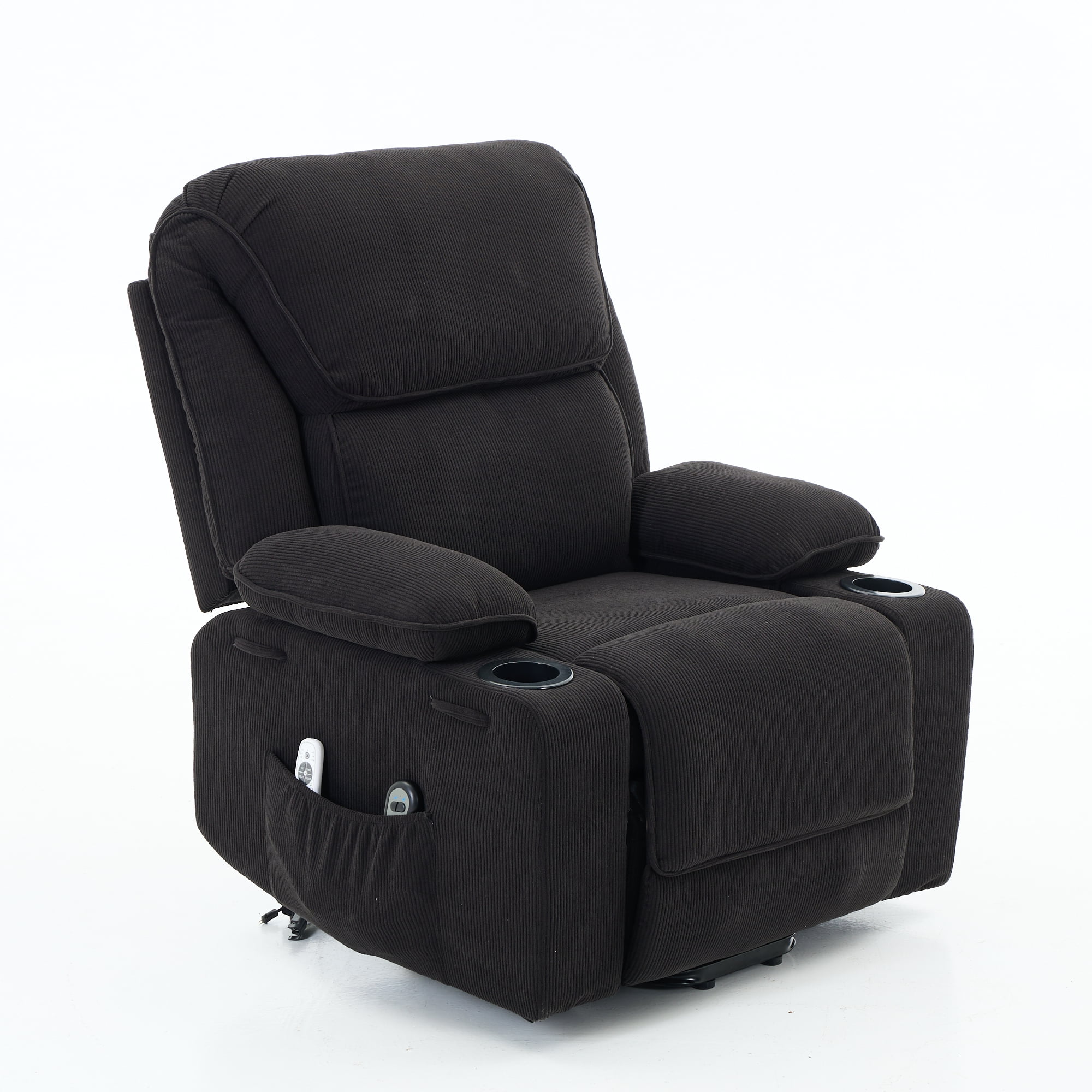 Black Remote-Controlled Heating and Massage Assistive Recliner for ...