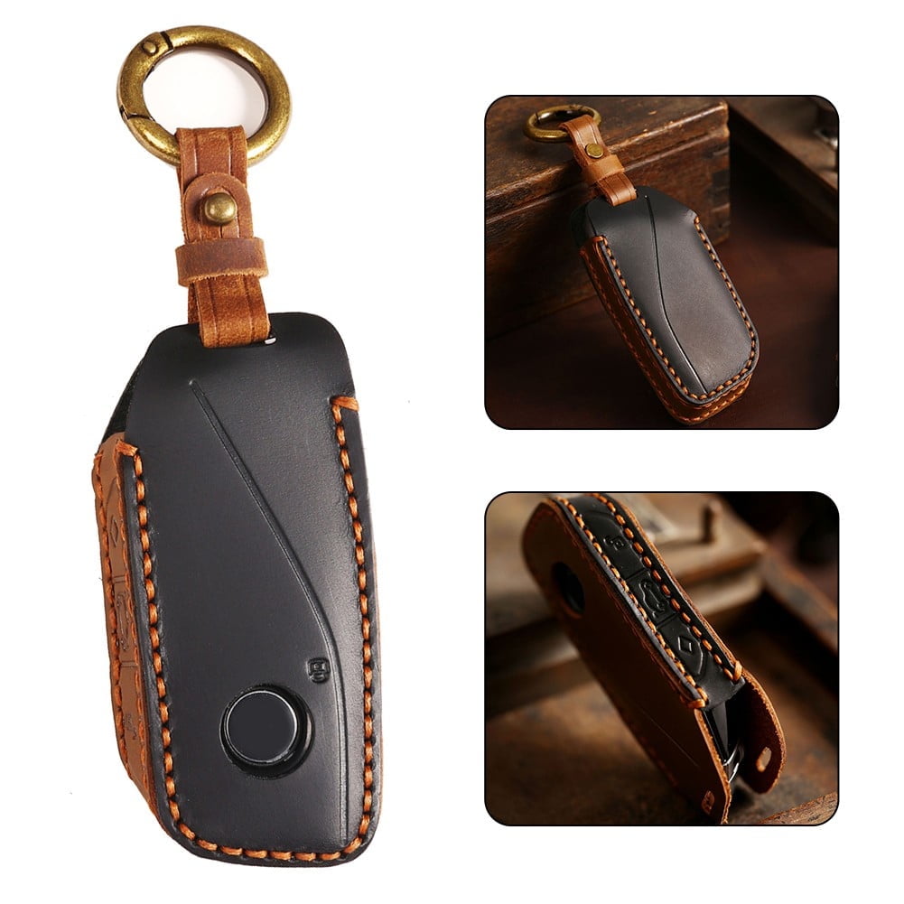 Black Remote Leather Key Bag Fob for BMW Ix X7 I7 XM 2023 Case Cover ...