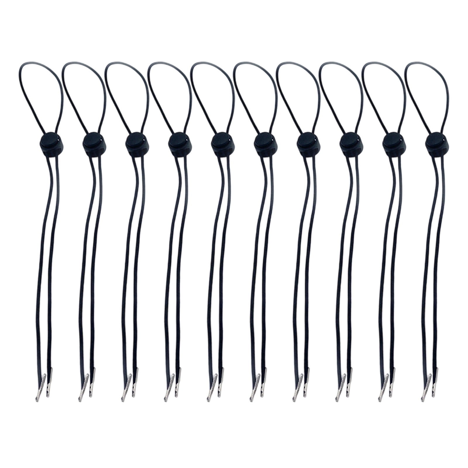 Black Removable Hat Chin Cord Set Adjustable Strap With Spring Stop ...
