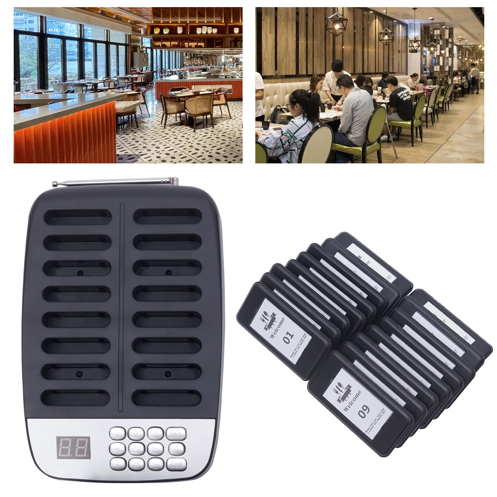 Black Restaurant Pager System Buzzer Wireless Calling System to ...
