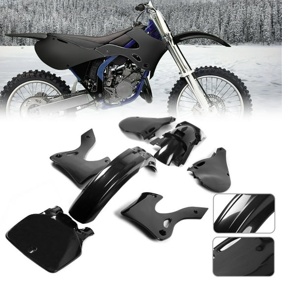 Black Restyle Plastic Kit Fairing Bodywork For KAWASAKI KX125 KX250 ...