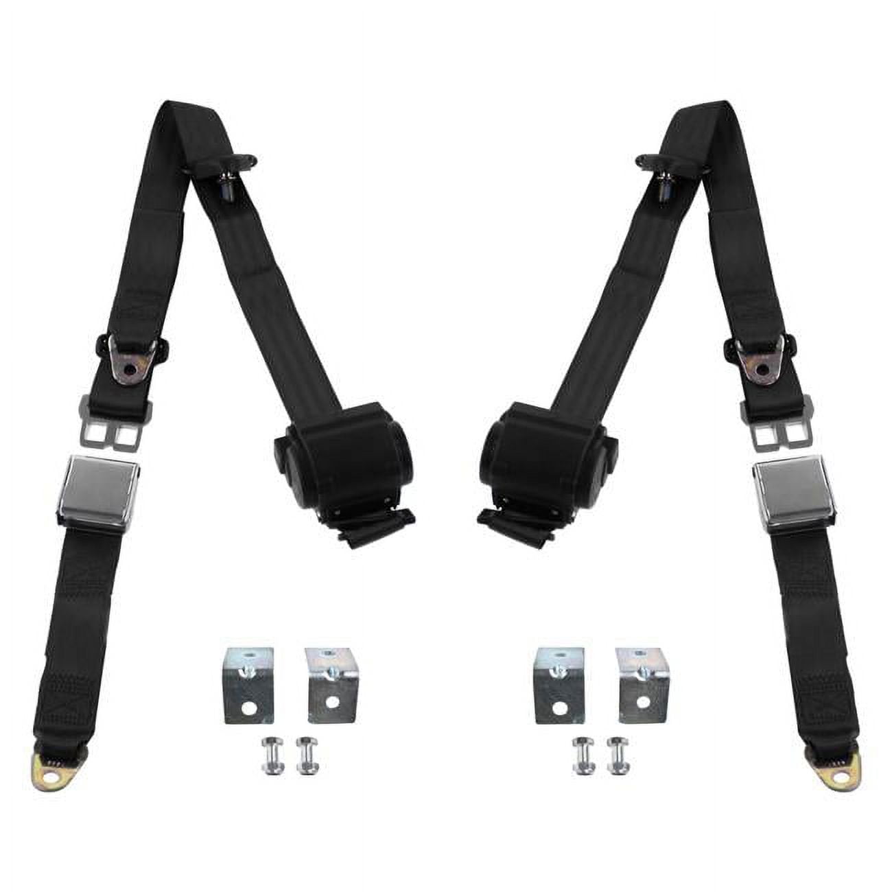 Black Retractable Bucket Seat Belt Kit with Bracketry for 1979-1987 AMC ...