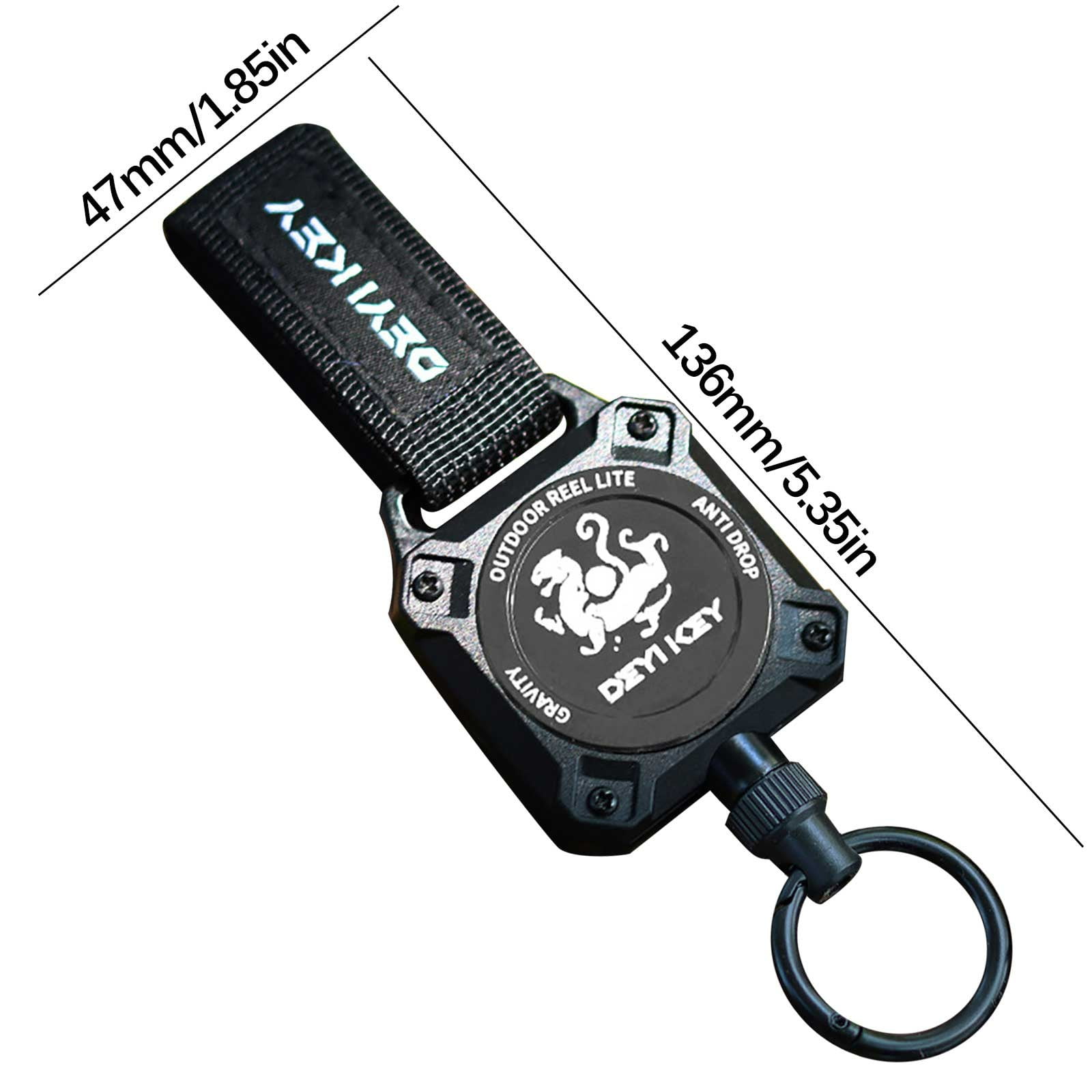 Black Retractable Steel Rope Keychain With High Elasticity Spring And ...