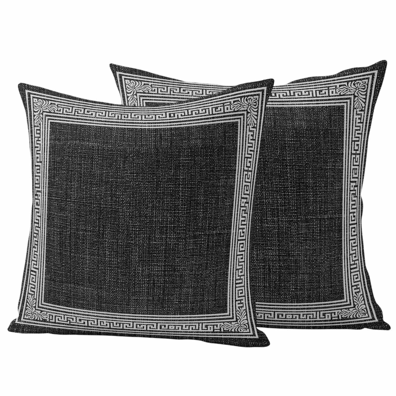 Black Retro Greek Key Outdoor Waterproof Pillow Covers, Greece Ancient ...