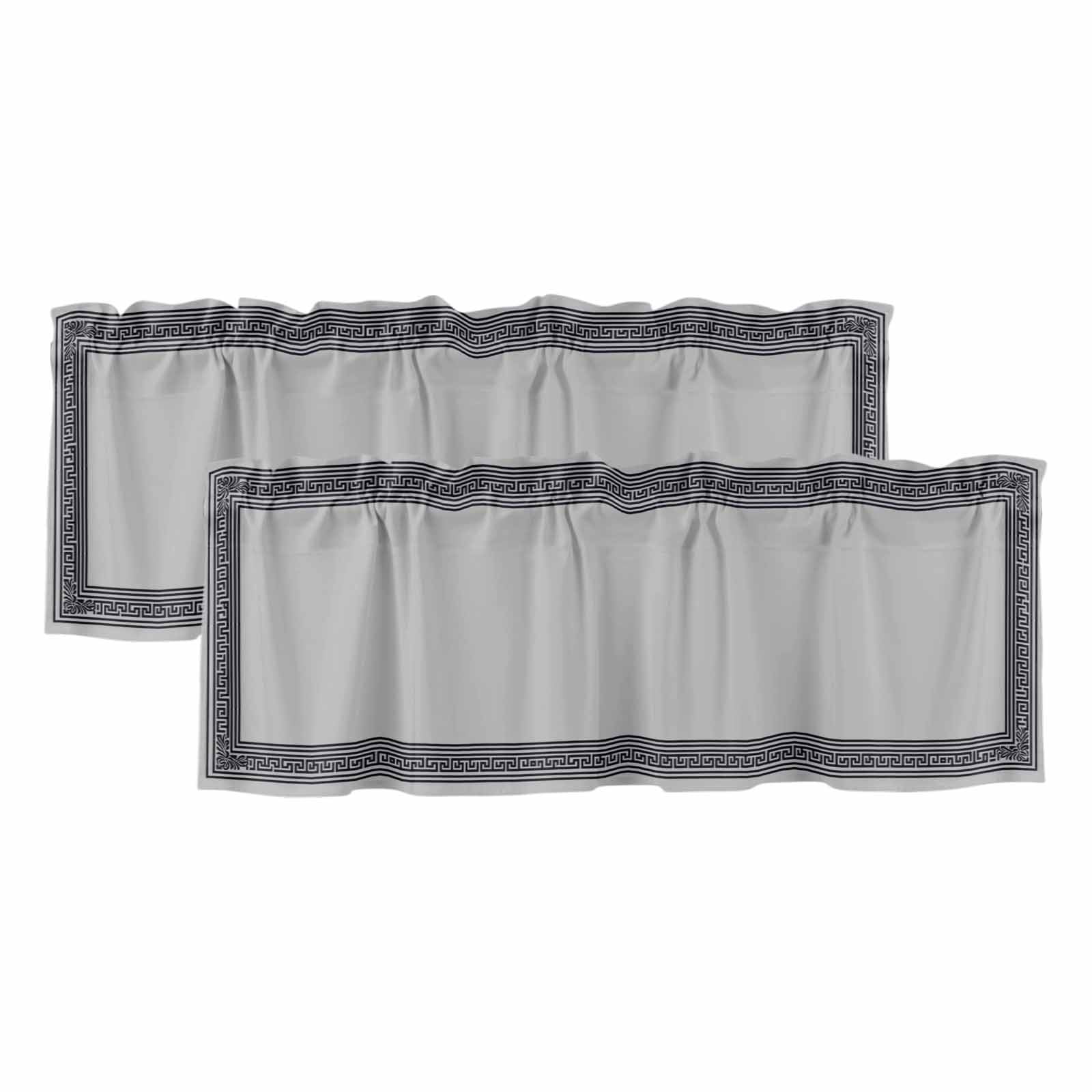 Black Retro Greek Key Valances for Windows, Decorative Rod Pocket ...
