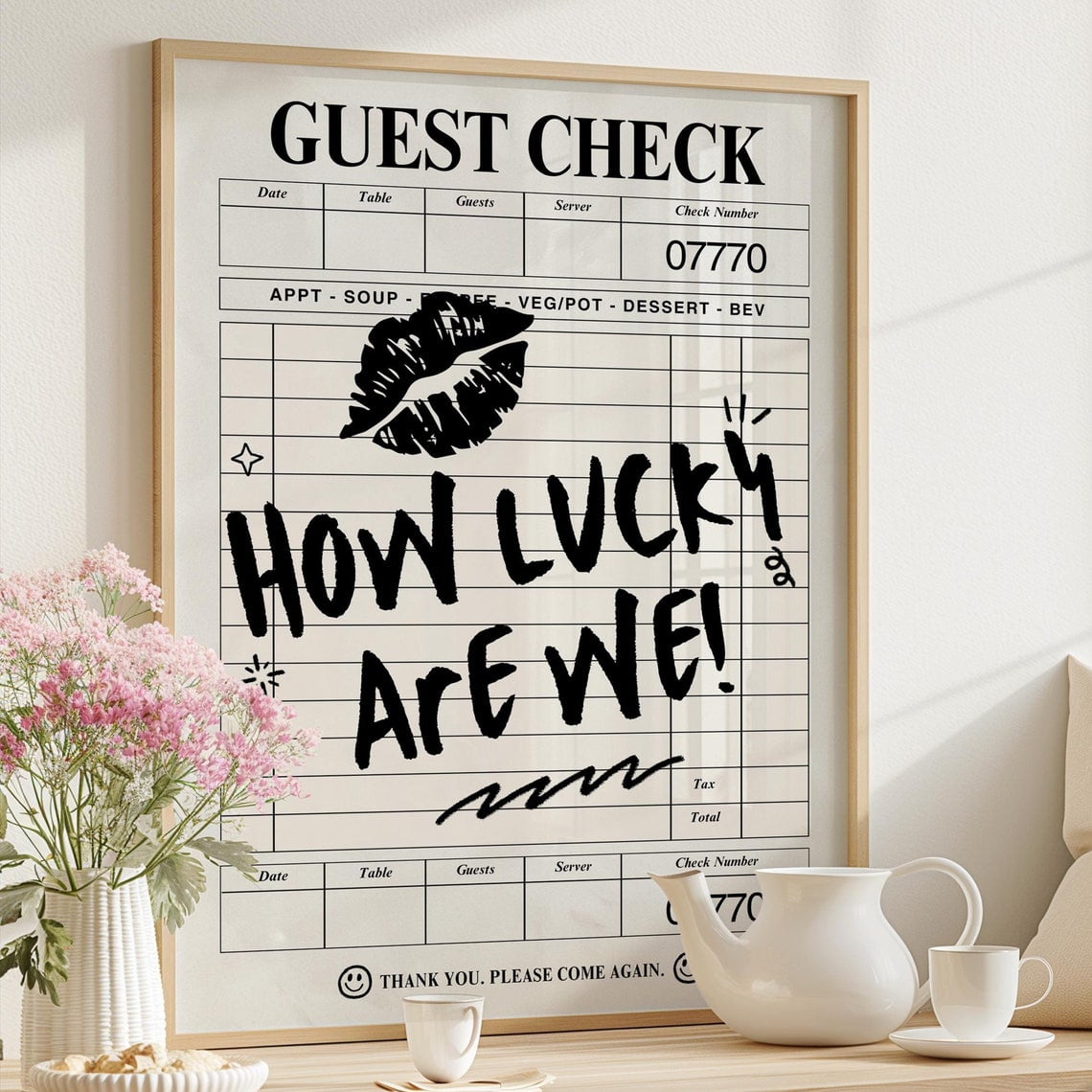 Black Retro Wall Art, How Lucky Are We Print, Guest Check Poster, Lucky ...