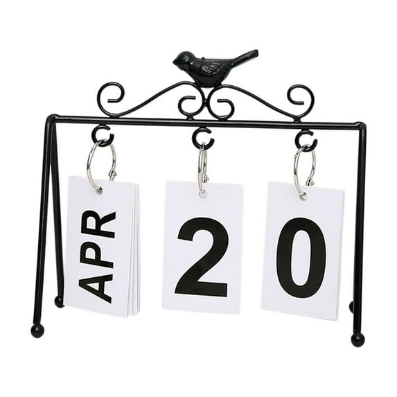 Black Reusable Desktop Calendar Iron Craft Ornament With Decorative ...