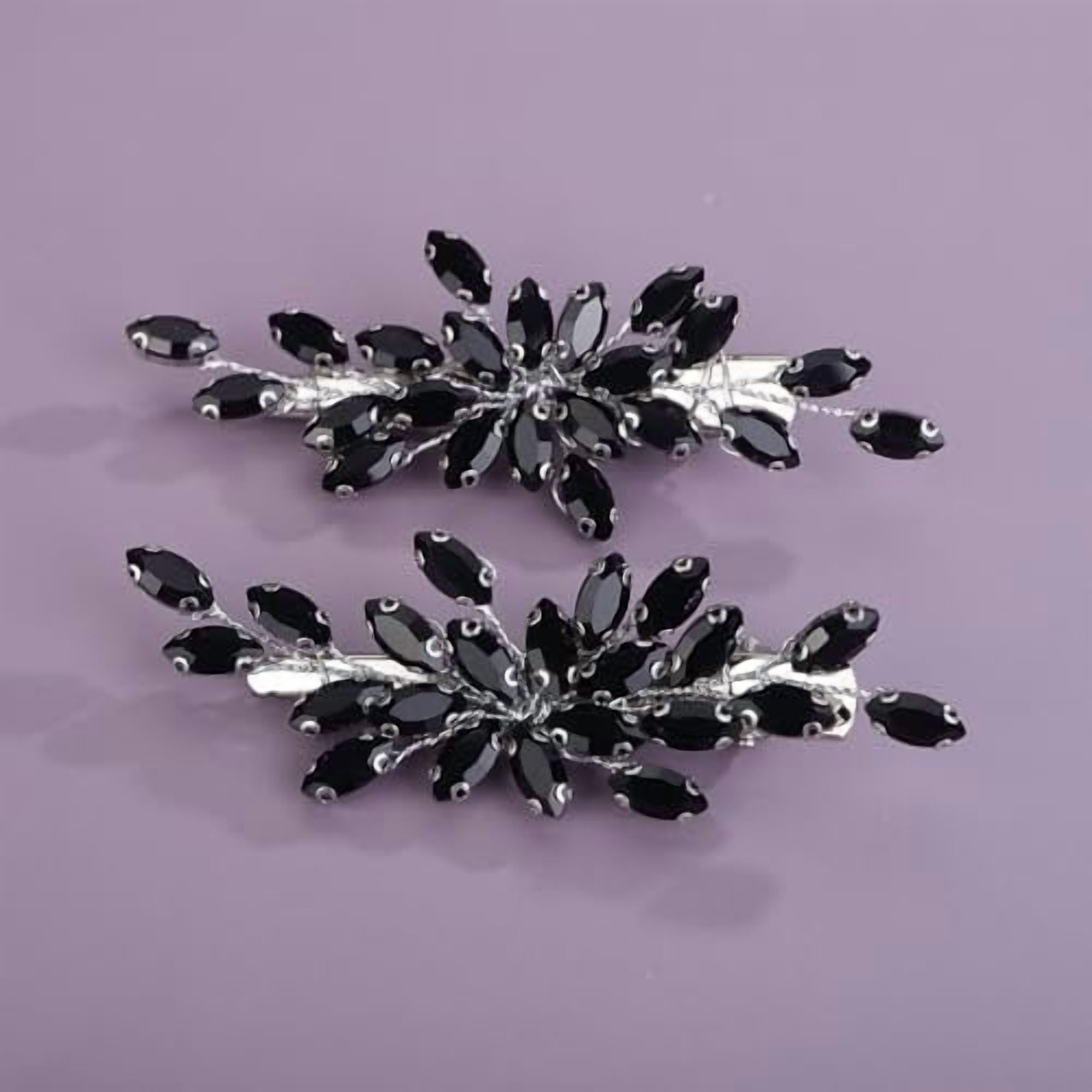 Black Rhinestone Bridal Hair Clips Wedding Hair Barrette for Women ...