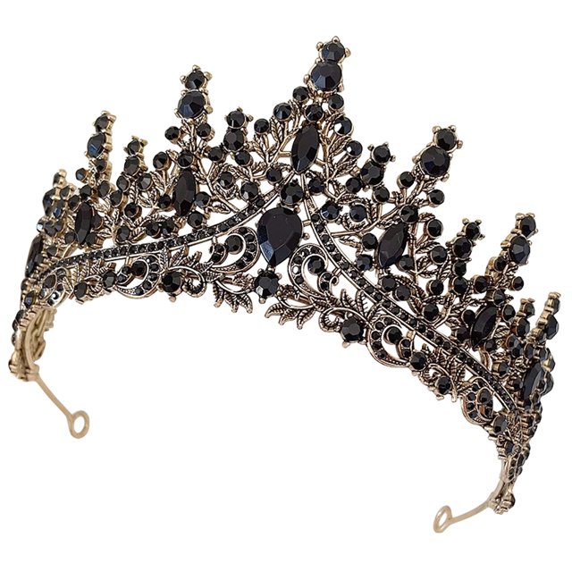 Black Rhinestone Crown Hair Ribbons Rhinestones Headband Wedding Crowns ...