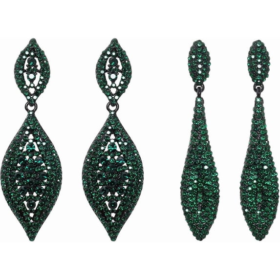 Black Rhinestone Earrings Dangling Cystal Wedding Prom Earrings Party ...