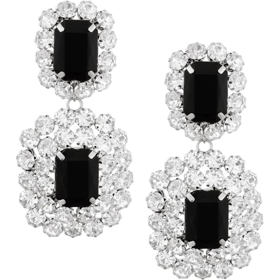 Black Rhinestone Earrings Dangling, Elegant Statement Earrings ...