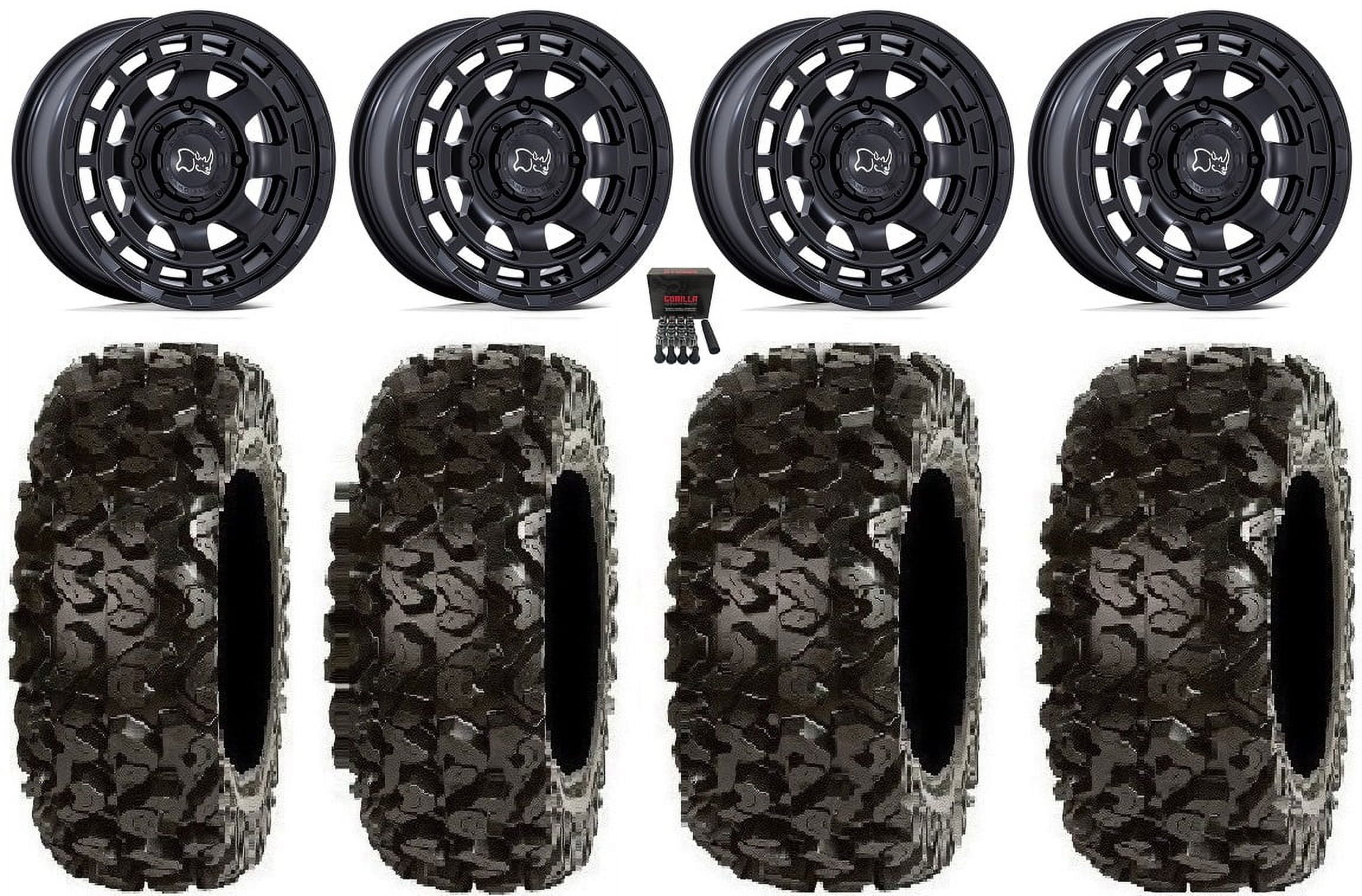 Black Rhino Chamber 14" Wheels Bk 26" Rip Saw Tires Honda Rincon Yamaha ...