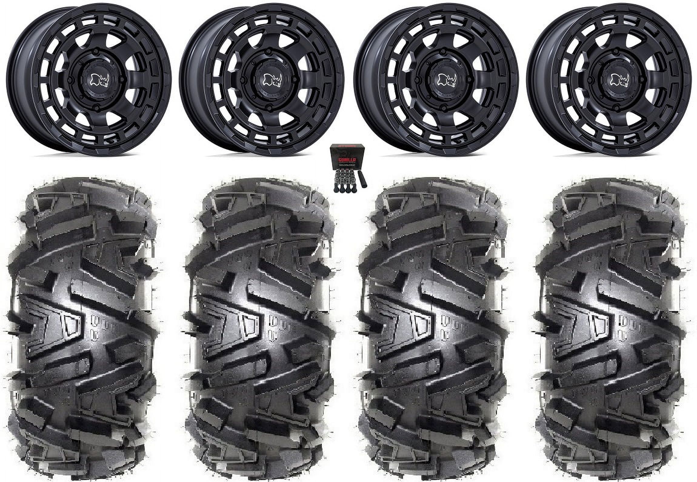 Black Rhino Chamber 14" Wheels Bk 28" Moto MTC Tires Can-Am Commander Maverick Renegade ...