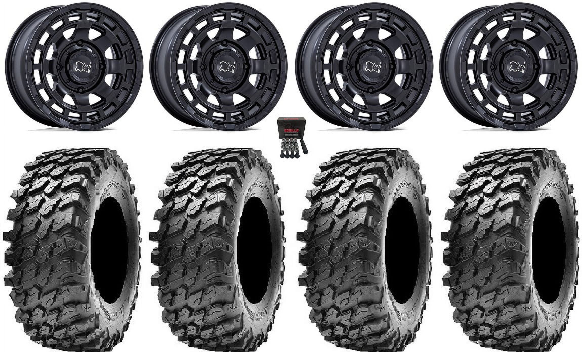 Black Rhino Chamber 14" Wheels Bk 28" Rampage Tires Can-Am Commander ...