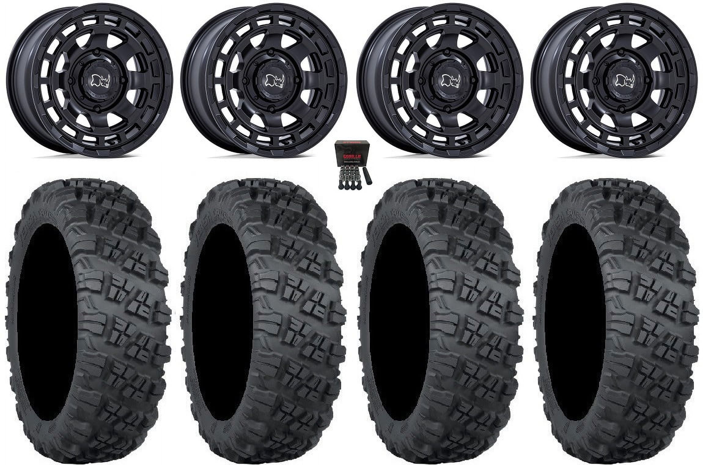 Black Rhino Chamber 14" Wheels Bk 28" Versa Cross V3 Tires Honda Rincon ...