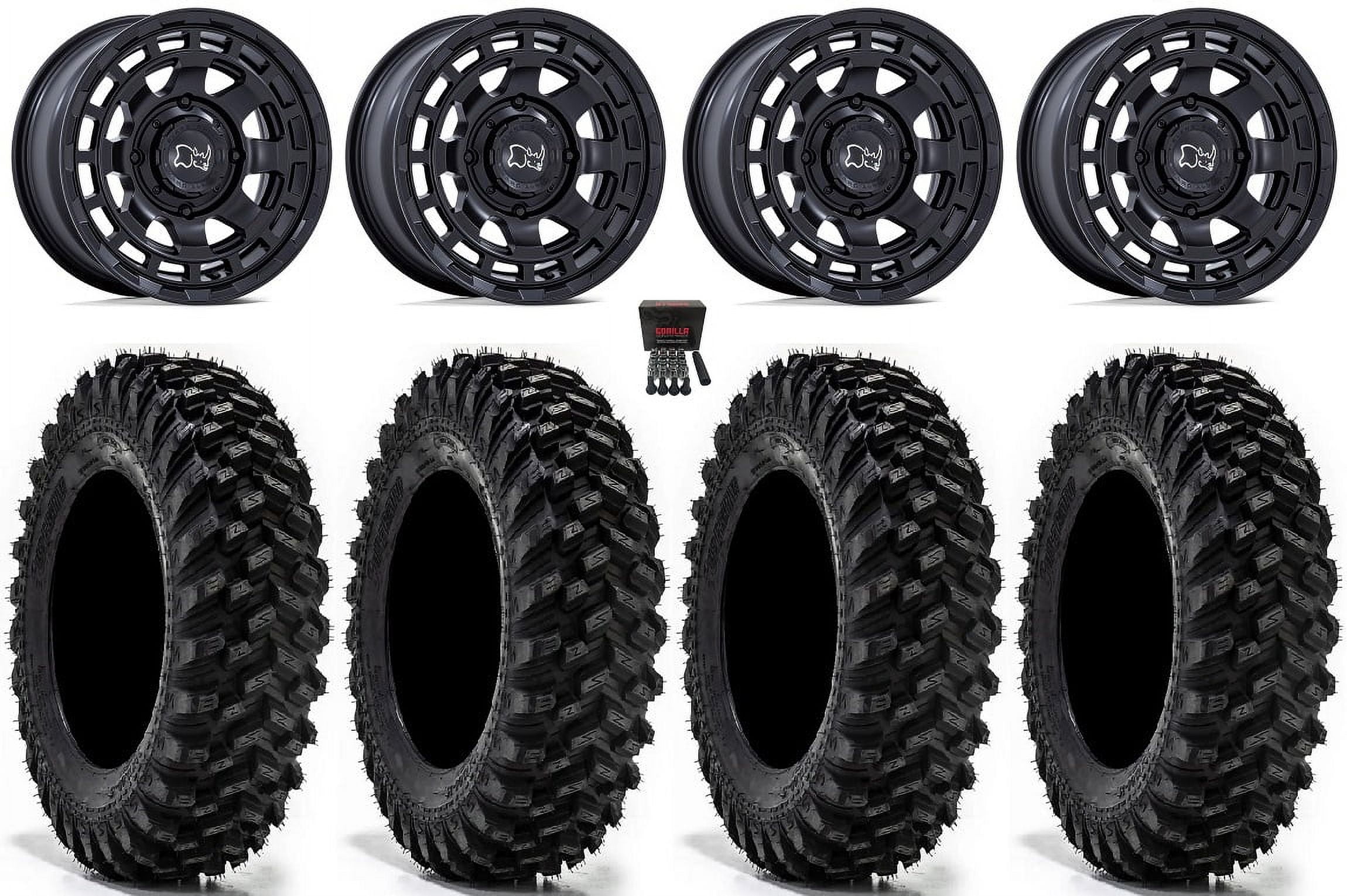 Black Rhino Chamber 14" Wheels Bk 28" Warrior XT Tires Can-Am Commander ...