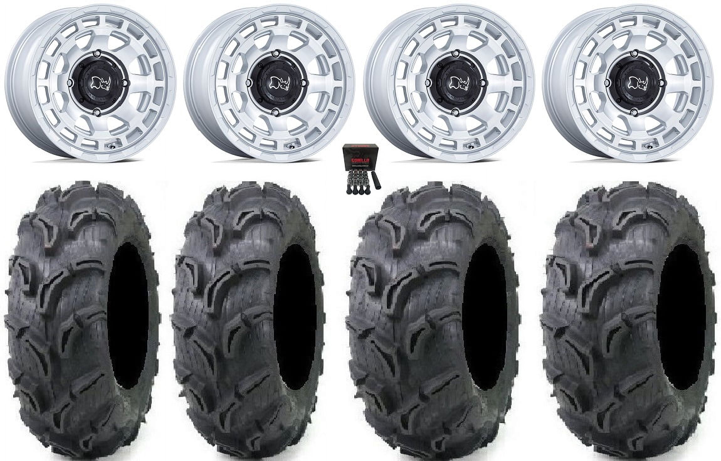 Black Rhino Chamber 14" Wheels Si 26" Zilla Tires Honda Rincon Yamaha ...