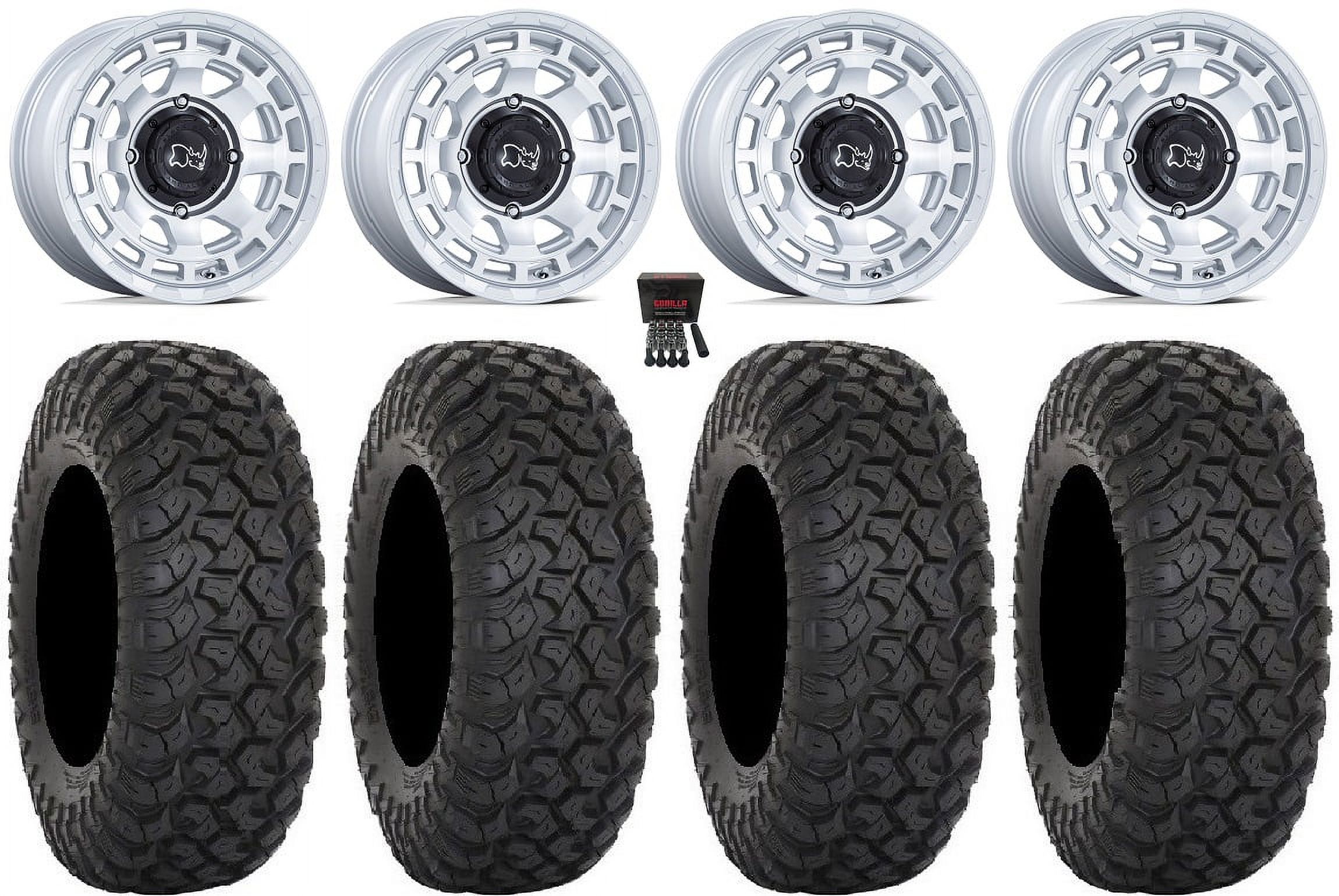 Black Rhino Chamber 14" Wheels Si 28" RT320 Tires Kawasaki Mule Pro FXT ...