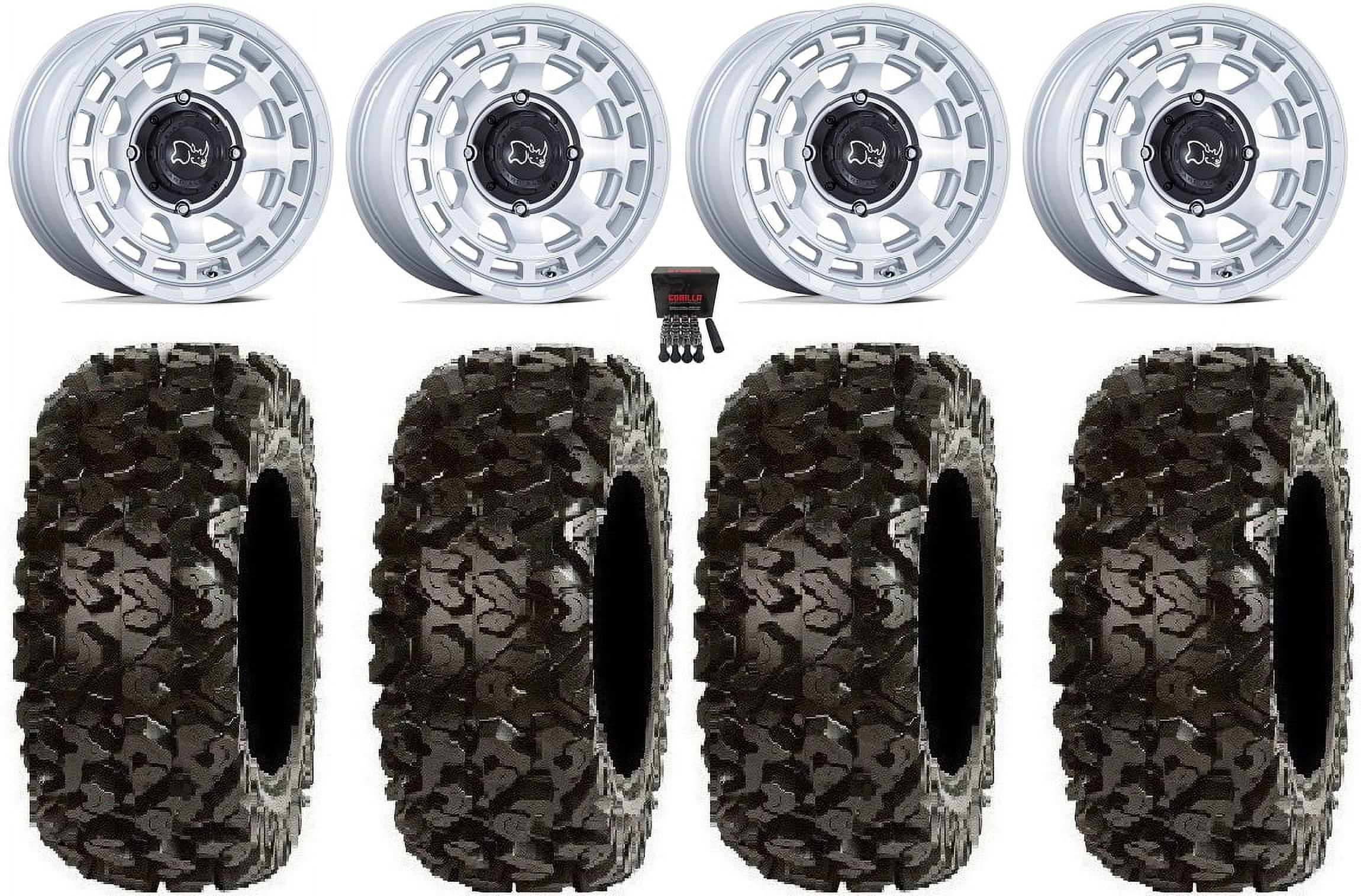 Black Rhino Chamber 14" Wheels Si 28" Rip Saw Tires Honda Rincon Yamaha ...