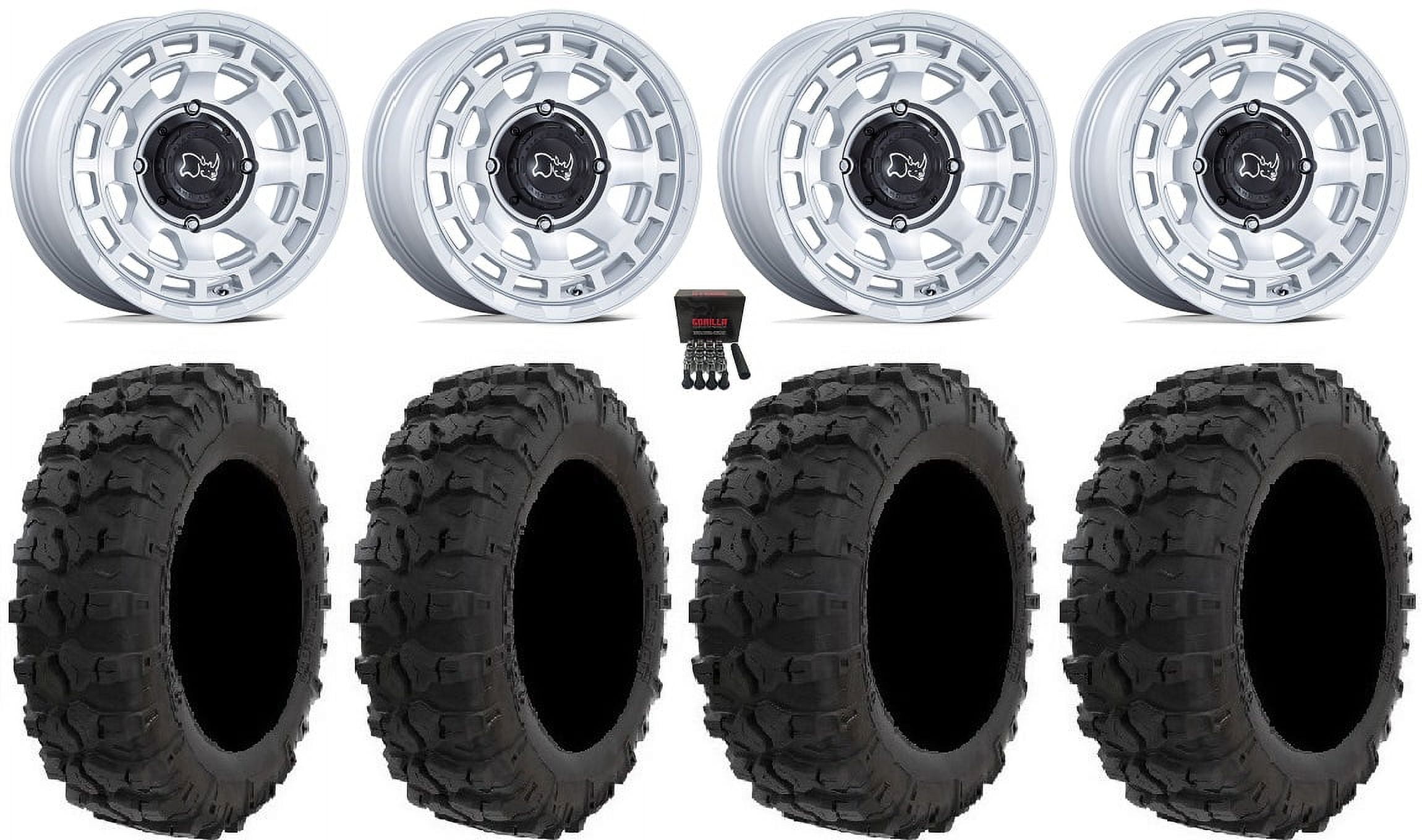 Black Rhino Chamber 14" Wheels Si 29" Dual Threat Tires Honda Rincon ...