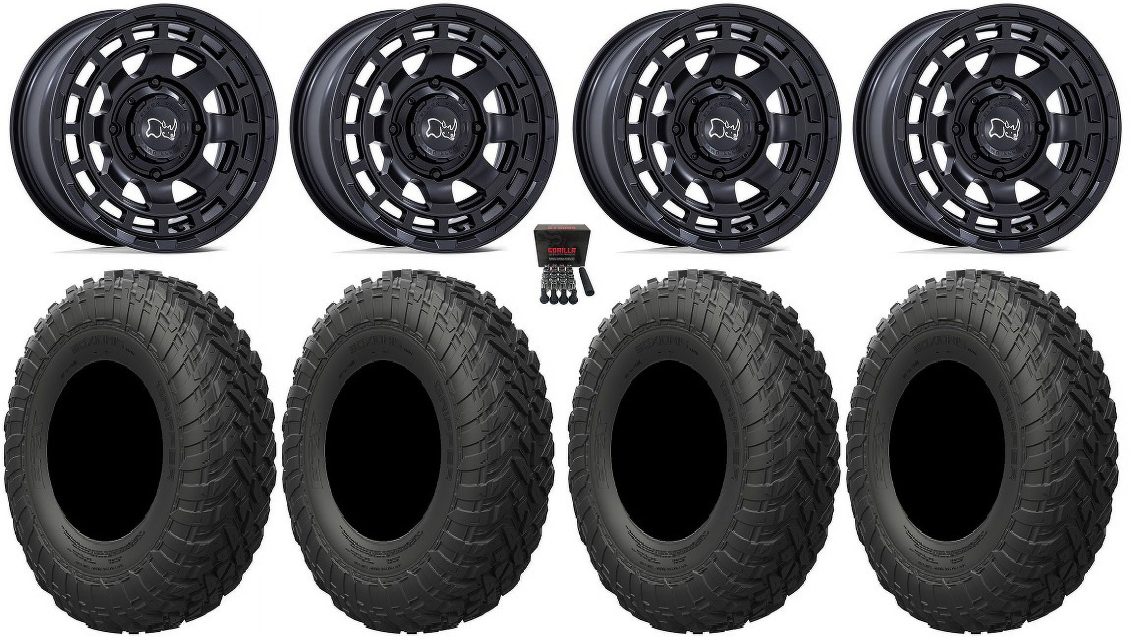 Black Rhino Chamber 15" Wheels Bk 30" Gripper M/T Tires Sportsman RZR ...