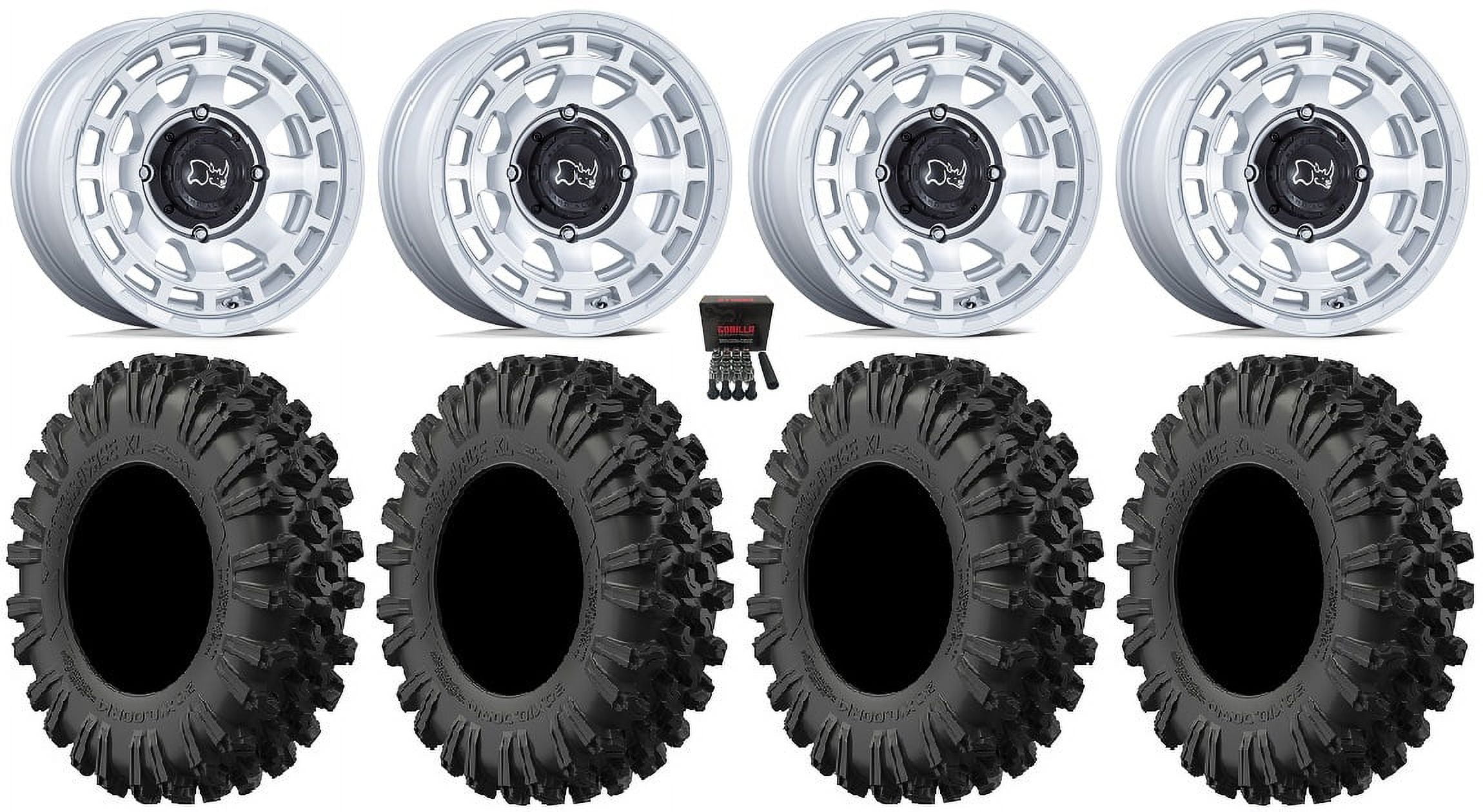 Black Rhino Chamber 15" Wheels Si 37" MotoRavage XL Tires Polaris RZR ...