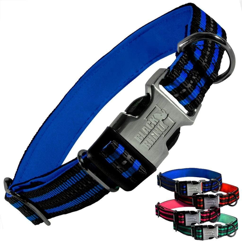 Black Rhino Classic Striped Reflective Dog Collar, Blue, Medium ...