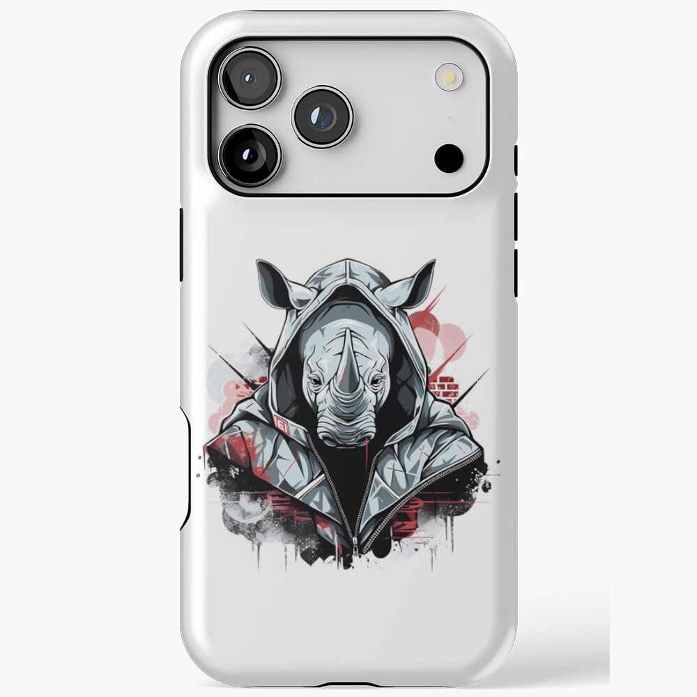 Black Rhino Design Cool Art For Rhino Phone Cover for iPhone 11 12 13 ...