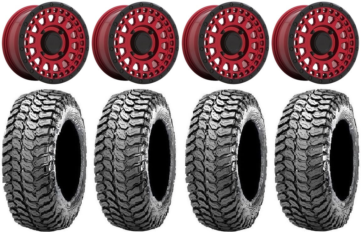 Black Rhino Parker 14" Wheels Red 30" Liberty Tires Can-Am Maverick X3 ...