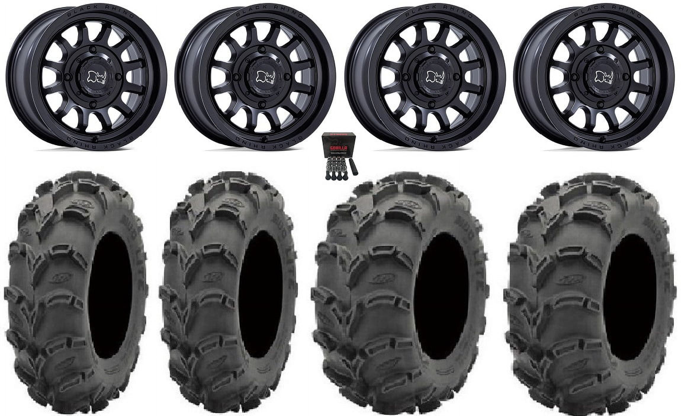 Black Rhino Rapid 14" Wheels Bk 27" Mud Lite XL Tires Honda Rincon ...