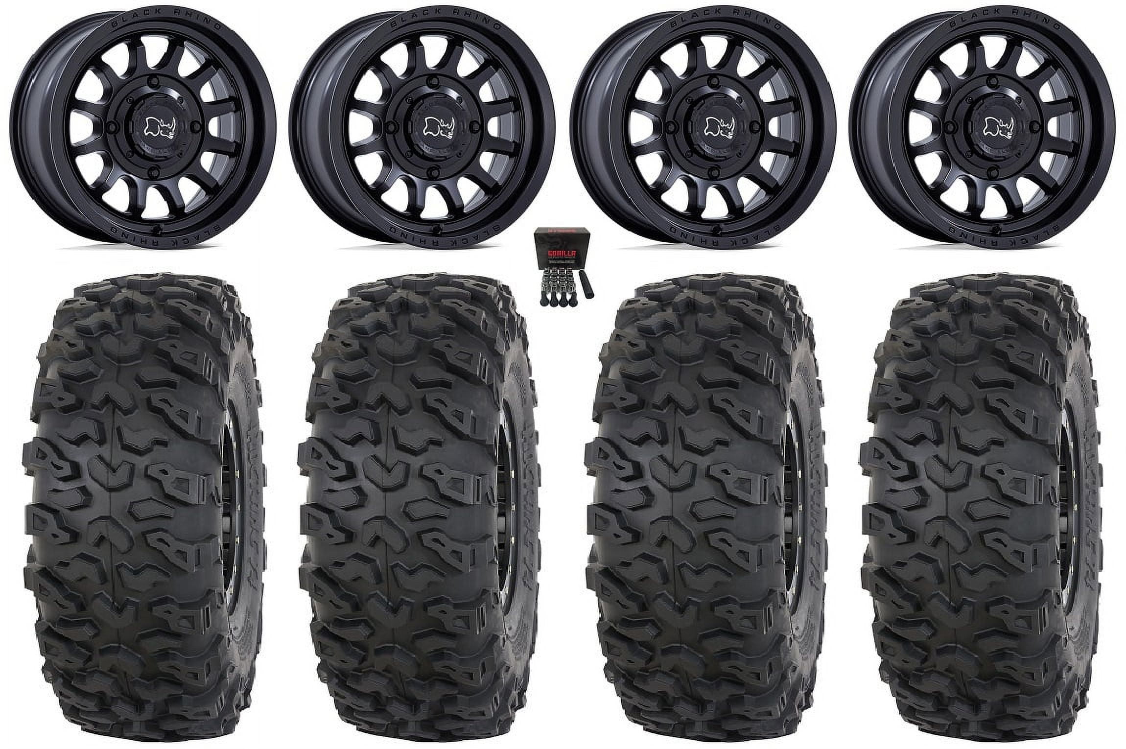 Black Rhino Rapid 14" Wheels Bk 27" Roctane T4 Tires Honda Rincon ...