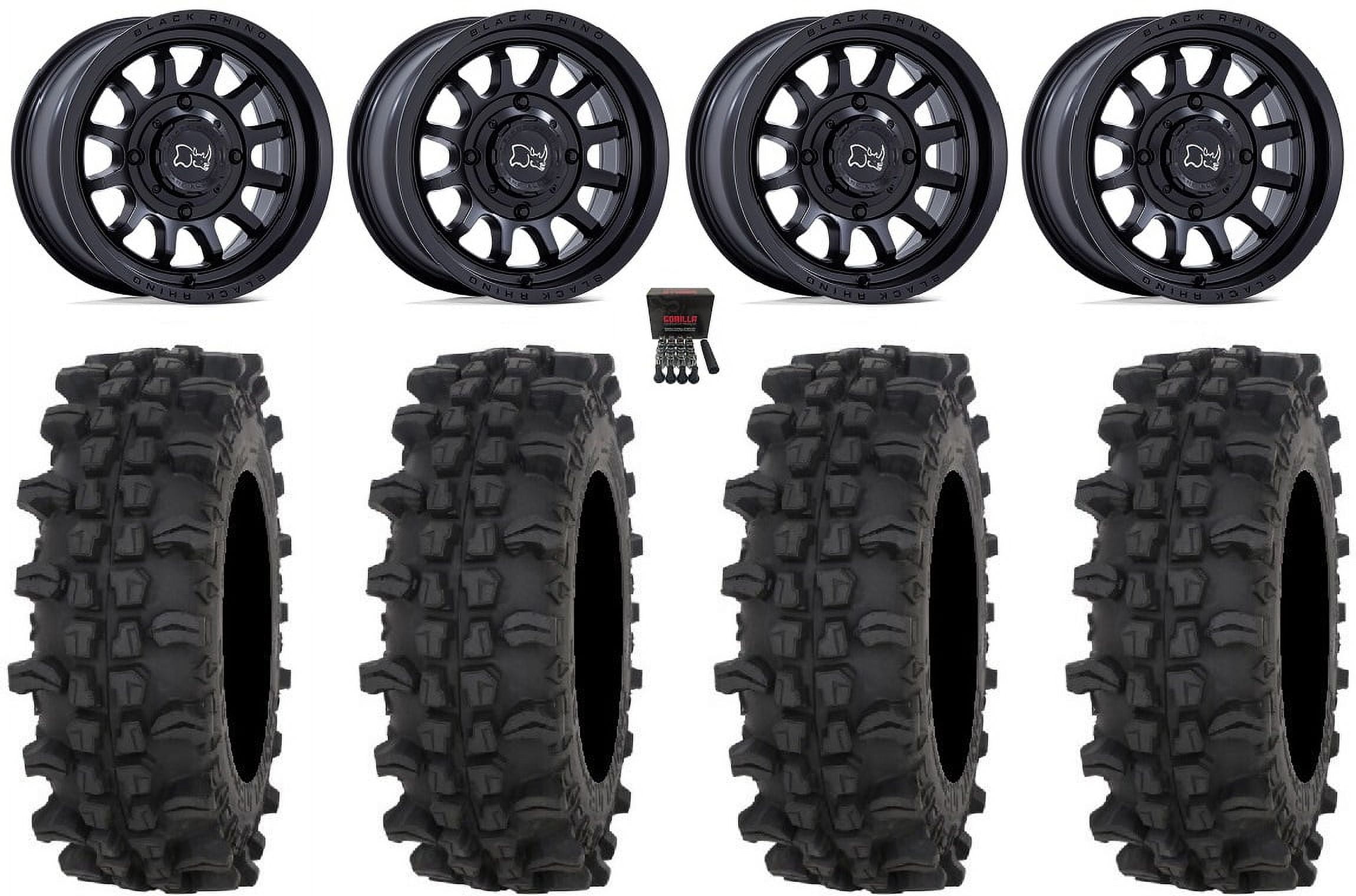 Black Rhino Rapid 14" Wheels Bk 28" ACP Tires Yamaha Viking Wolverine ...