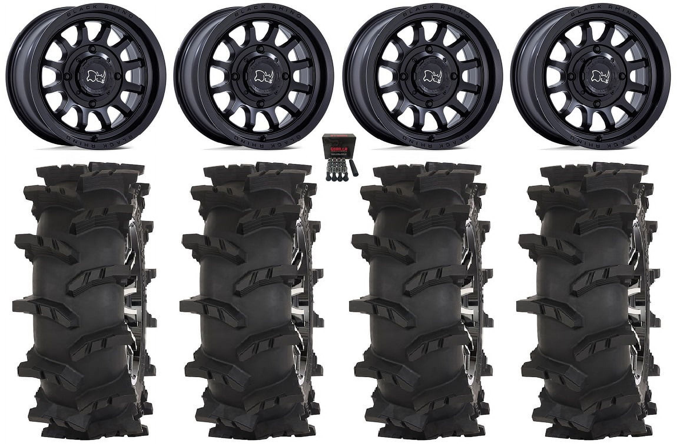 Black Rhino Rapid 14" Wheels Bk 28" Outlaw Max Tires Honda Rincon ...