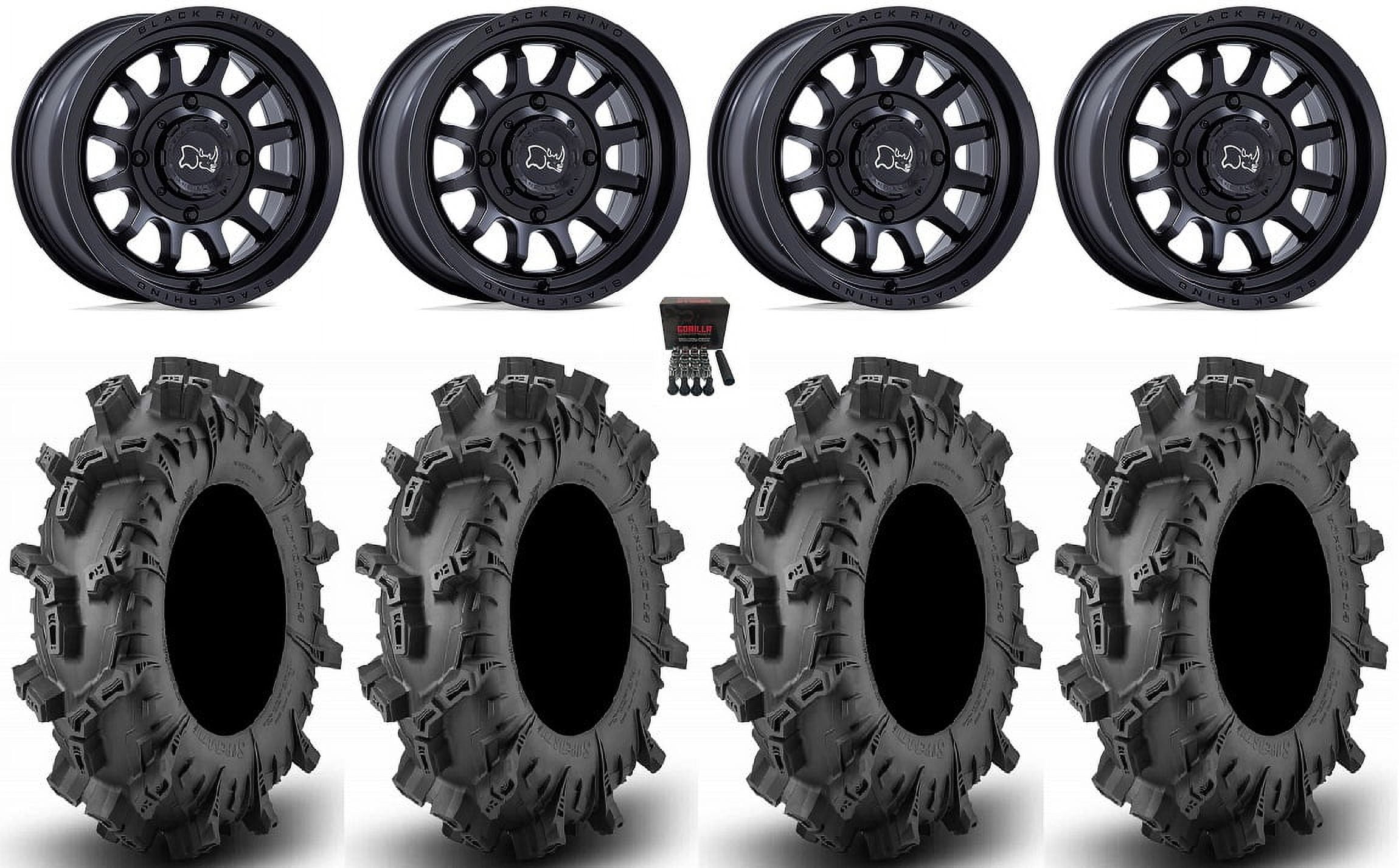 Black Rhino Rapid 14" Wheels Bk 28" Terminator Max Tires Honda Rincon ...
